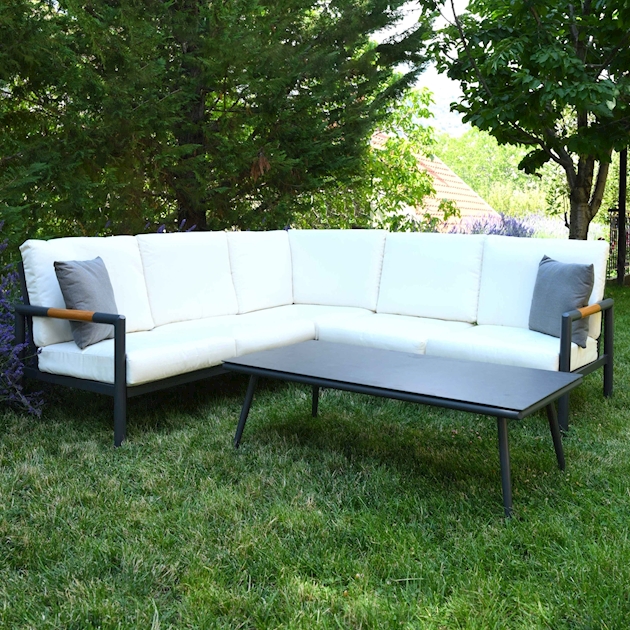 | BOÈM- Shop OnlineCorner CC C-J24001 Grey + Cushion Off White